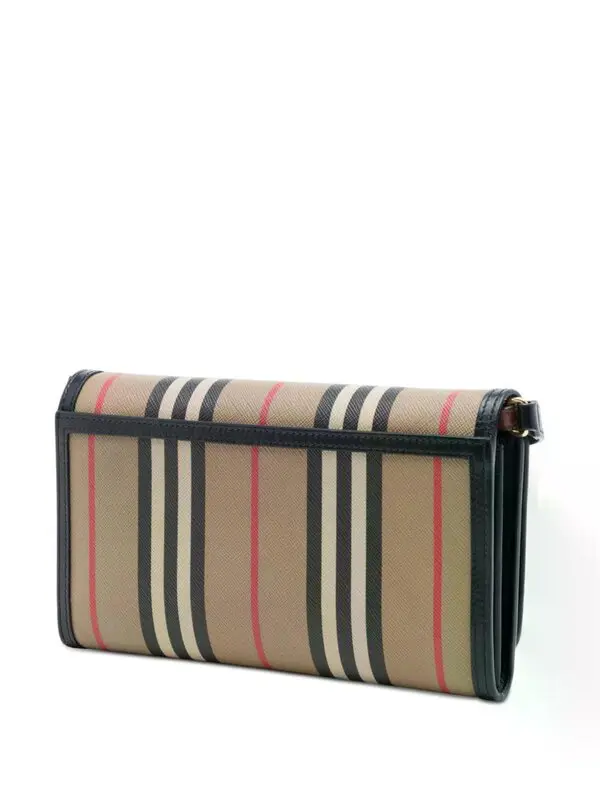 Burberry Icon Stripe E Canvas Hannah Wallet On Strap Crossbody Bag