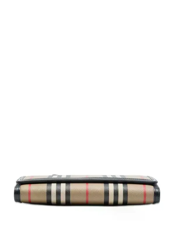 Burberry Icon Stripe E Canvas Hannah Wallet On Strap Crossbody Bag