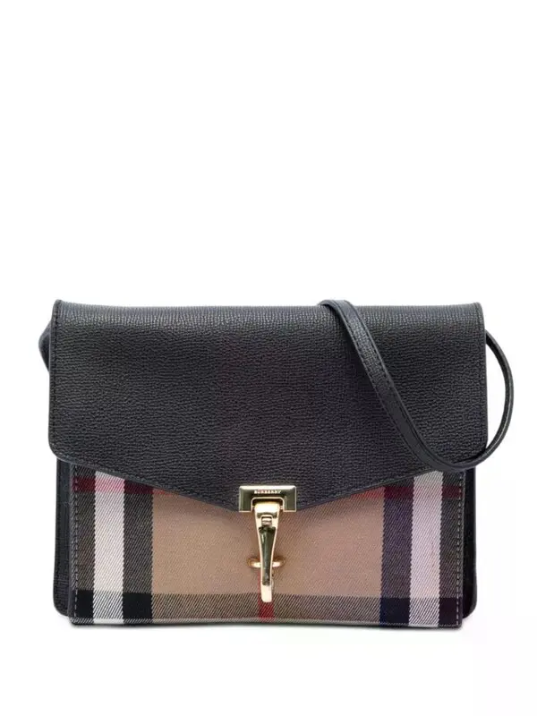 Burberry 2000-2017 Small Leather And House Check Canvas Derby Macken Crossbody Bag - Black