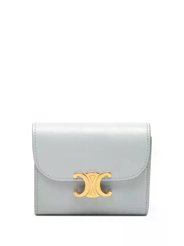 Celine 2023 Shiny Calfskin Triomphe Flap Wallet Small Wallets