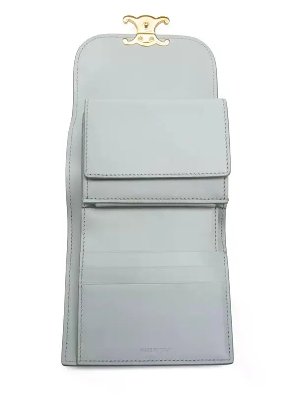 Celine 2023 Shiny Calfskin Triomphe Flap Wallet Small Wallets