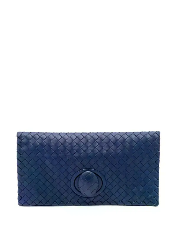 Bottega Veneta 2011 Nappa Intrecciato Turn Lock Clutch Bag - Blue