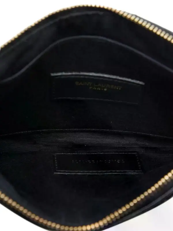 Saint Laurent 2019 Chevron Grain De Poudre Monogram Bill Pouch Clutch Bag