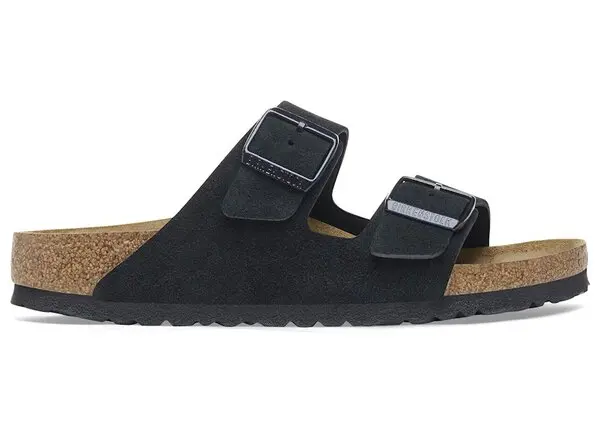 BIRKENSTOCK Arizona Suede Leather Sandals - Black