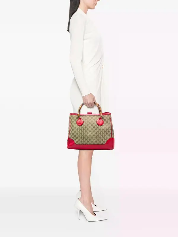 Gucci Gg Canvas Bamboo Diana Tote Bag - Neutrals