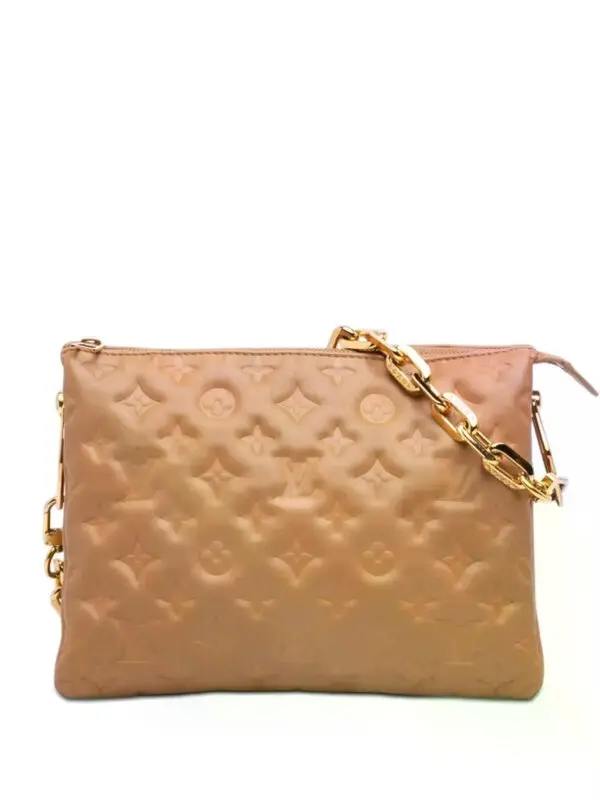 LOUIS VUITTON 2021-2026 Monogram Embossed Puffy Lambskin Coussin Pm Satchel - Brown