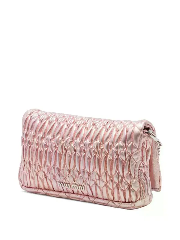 Miu Miu Matelassé Metallic Nappa Crystal Chain Satchel