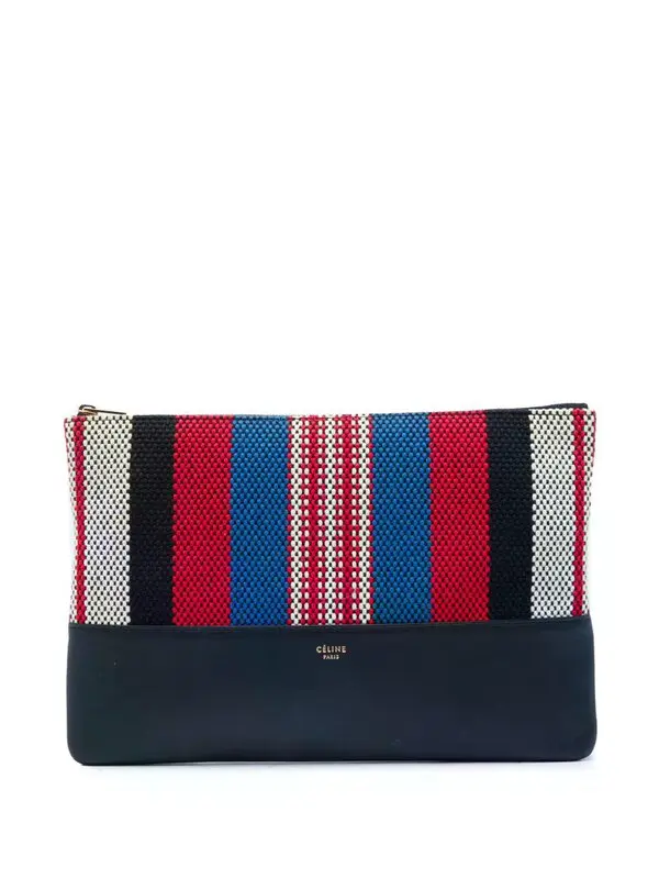 Celine 2015 Canvas Striped Solo Pouch Clutch Bag