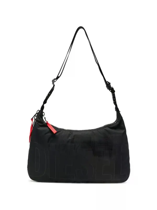 DIESEL® Logo Embossed Ripstop Shoulder Bag - Black