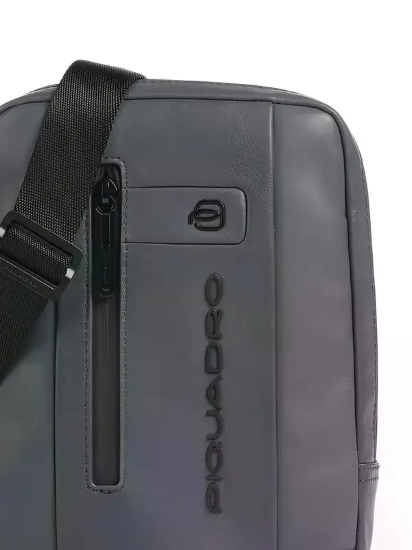 PIQUADRO Logo-embossed Leather Messenger Bag
