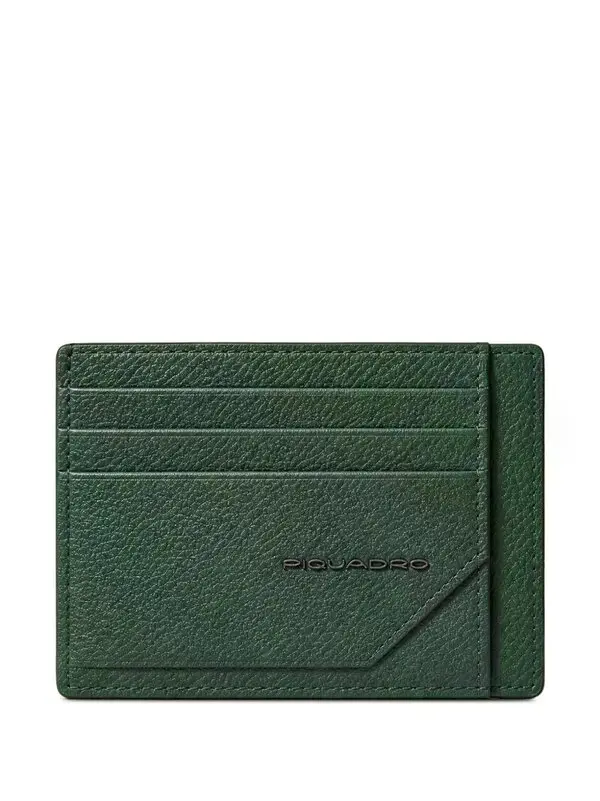 PIQUADRO Logo-plaque Pebbled Card Holder - Green