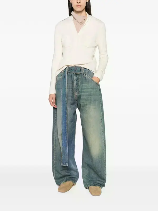 MAISON MARGIELA V-neck Ribbed Sweater With Pocket Detail