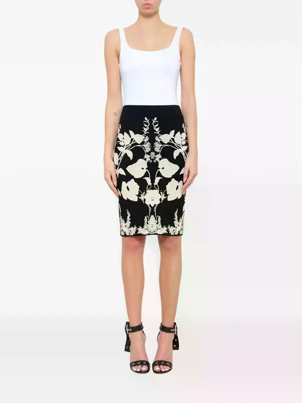 Alexander McQueen Floral-intarsia Pencil Skirt