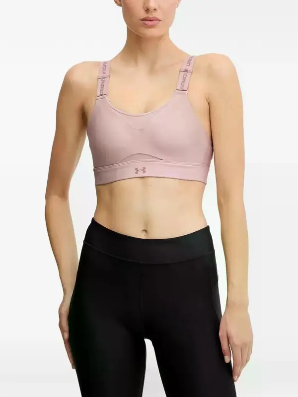 Under Armour Logo-strap Mesh-panel Sports Bra - Pink