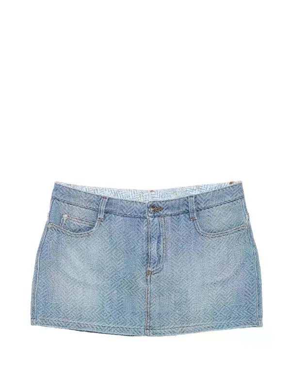 Ermanno Scervino Patterned Mini Denim Skirt - Blue
