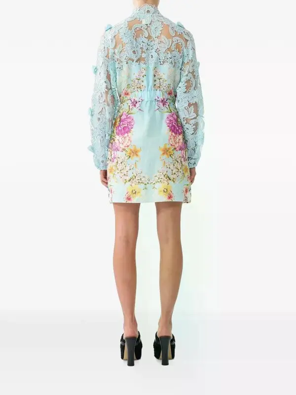Camilla Lace-sleeve Mini Dress