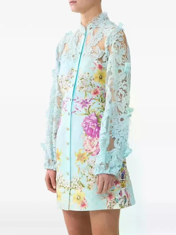 Camilla Lace-sleeve Mini Dress