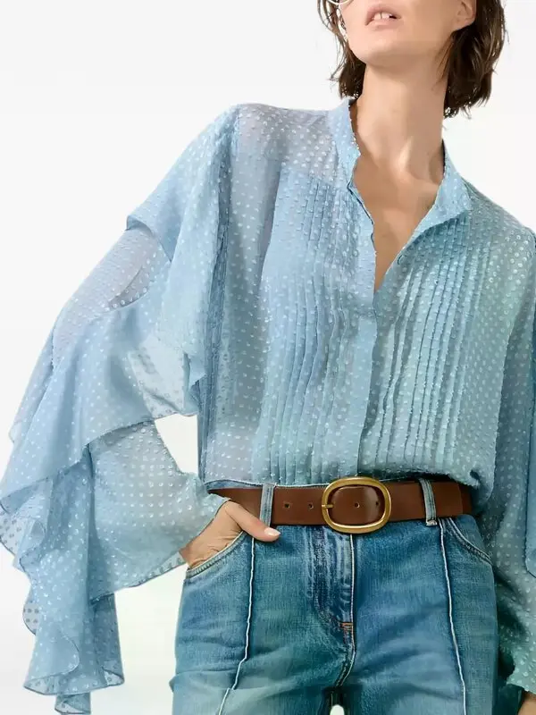 Barbara Bui Ruffled Plumetis Silk Blouse