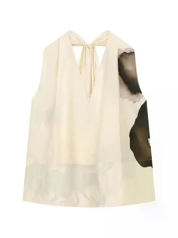 Liviana Conti Flower-print V-neck Blouse - Neutrals