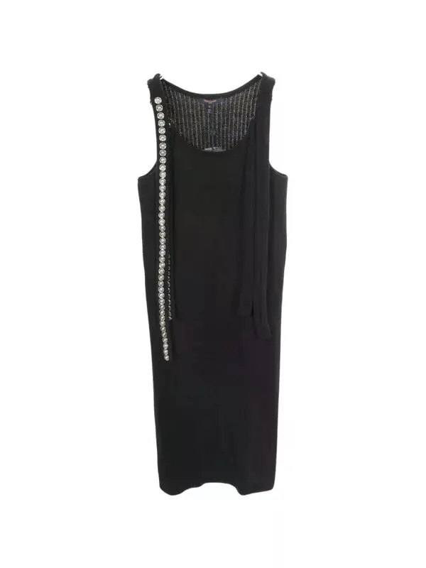 LOUIS VUITTON Rib-knit Sleeveless Snap-button Midi Dress - Black