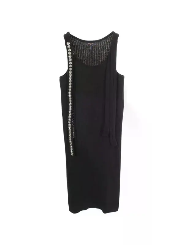LOUIS VUITTON Rib-knit Sleeveless Snap-button Midi Dress - Black