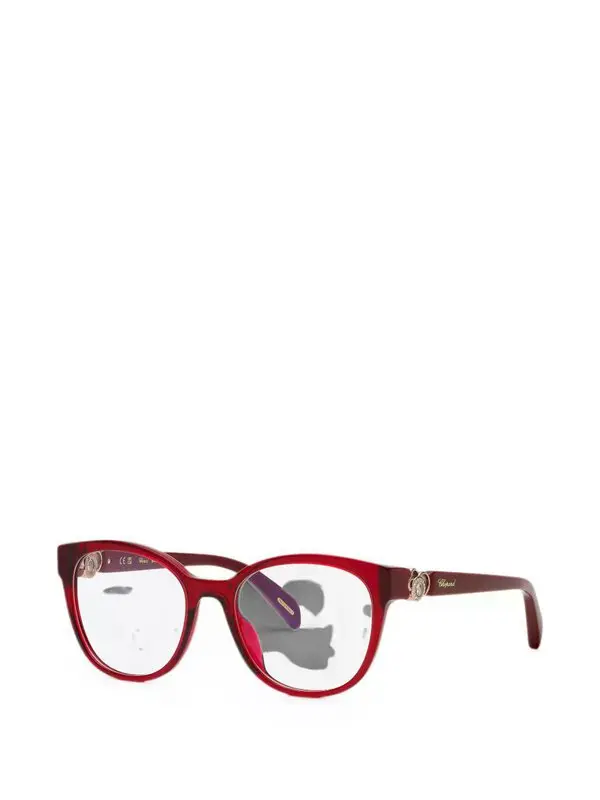 Chopard Crystal-embellished Oval-frame Glasses - Red