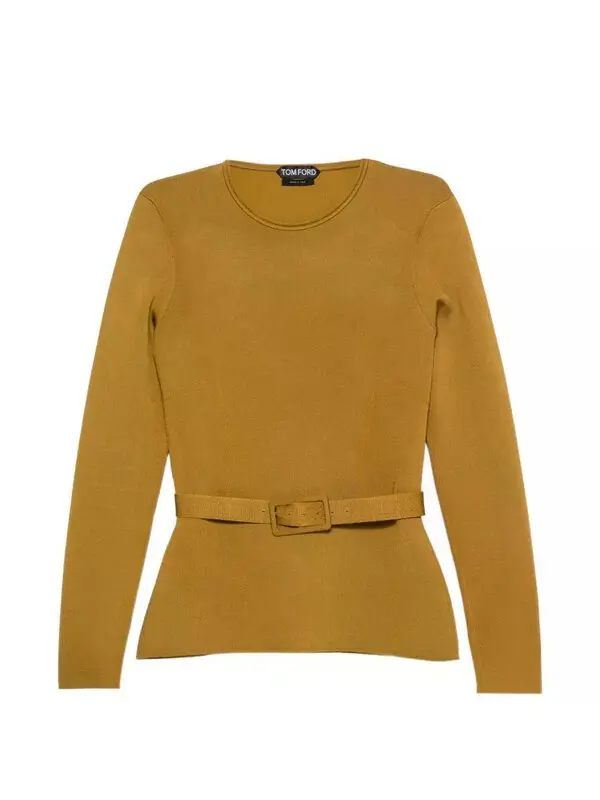 TOM FORD Belted Long-sleeve Sweater - Neutrals