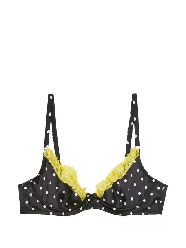 FLEUR DU MAL Juliet Polka-dot Lace-trim Bra - Black