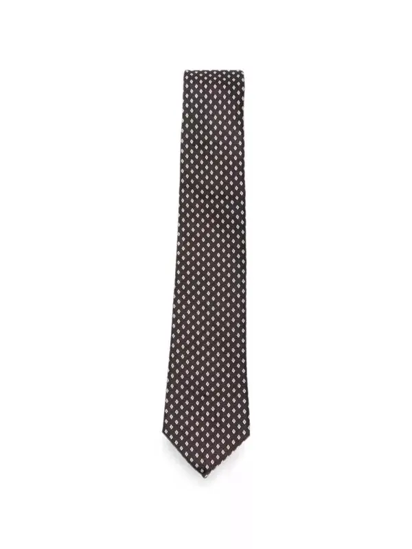 Emporio Armani Geometric-pattern Silk Tie - Brown
