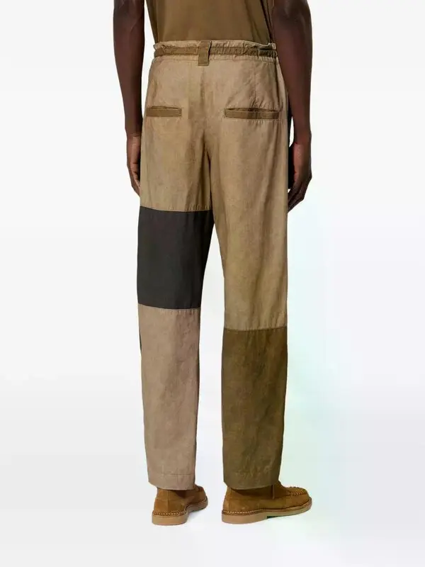 MARANT Khaki Cotton Patchwork Pleated Trousers