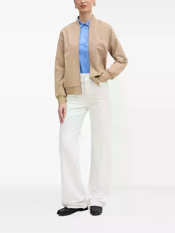 SAVE THE DUCK Beige Ribbed Bomber Jacket