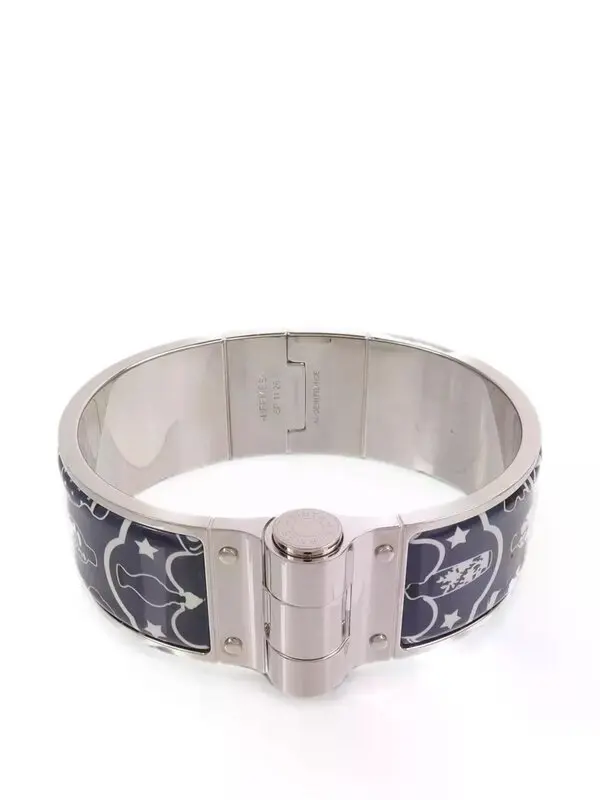 Hermès Charniere Enamel Bangle Bracelet - Silver