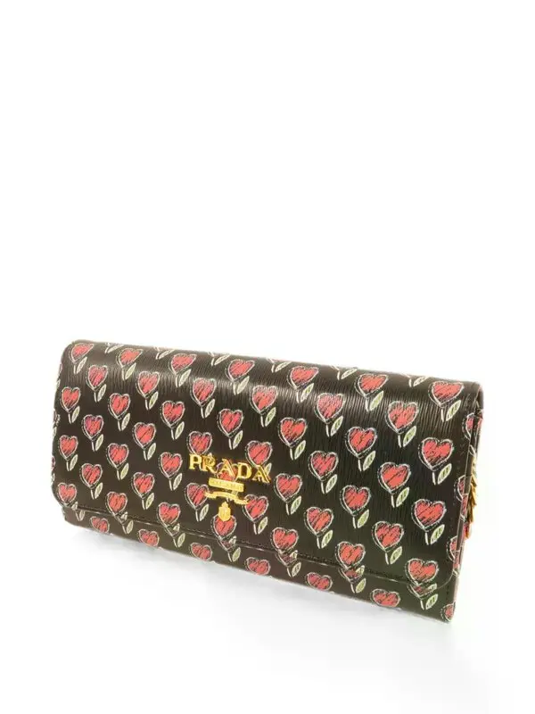Prada Logo-detail Heart-print Clutch Bag