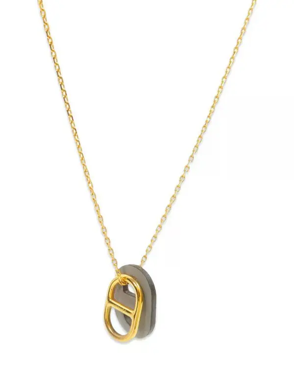 Hermès O'maillon Leather Pendant Necklace - Gold