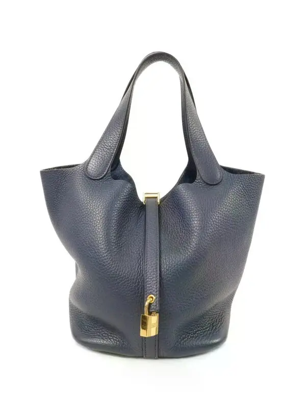 Hermès 2023 Mm Picotin Leather Tote Bag - Blue