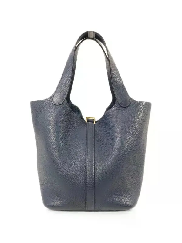 Hermès 2023 Mm Picotin Leather Tote Bag - Blue