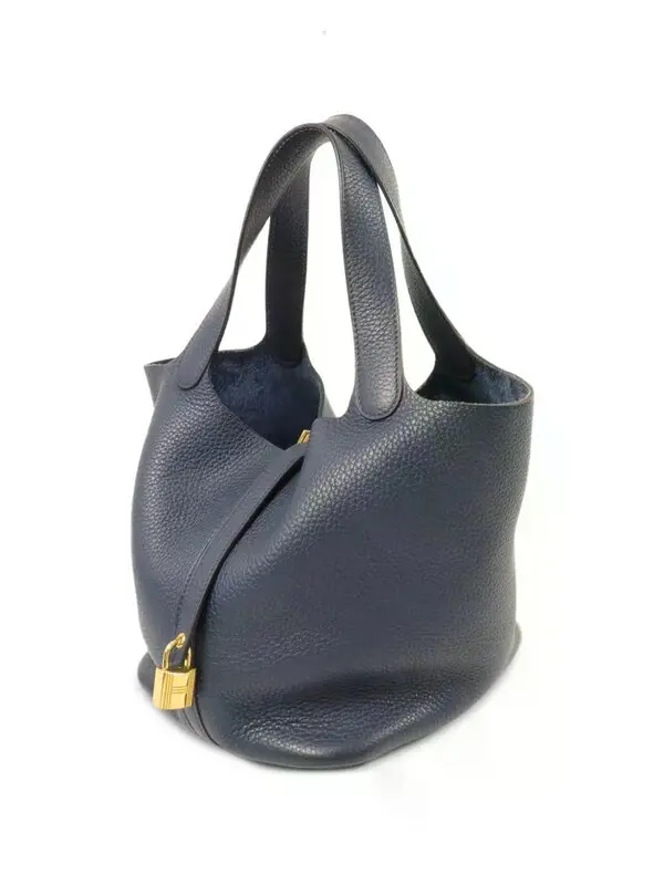 Hermès 2023 Mm Picotin Leather Tote Bag - Blue