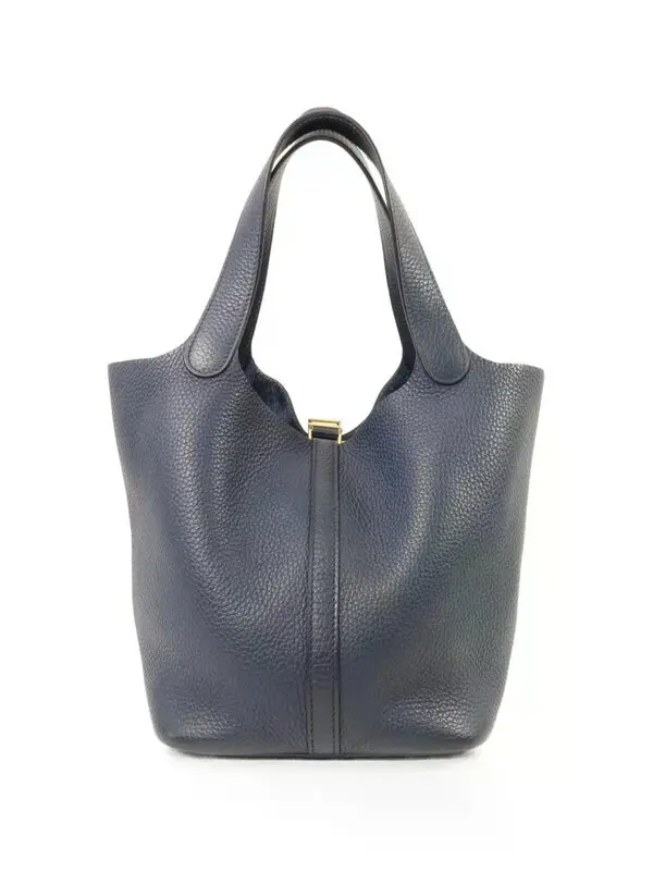Hermès 2023 Mm Picotin Leather Tote Bag - Blue