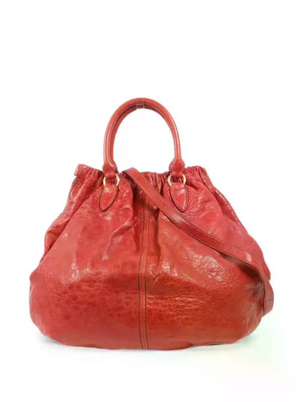 Miu Miu 2-way Leather Tote Bag - Red