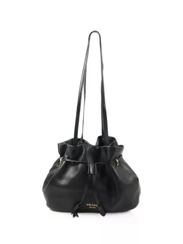 Prada Tassel Drawstring Bucket Bag - Black