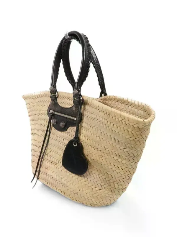 Balenciaga Le Cagole Raffia Shoulder Bag