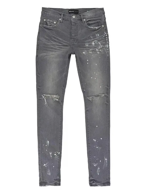 PURPLE BRAND Knee-slit Paint-splatter Jeans