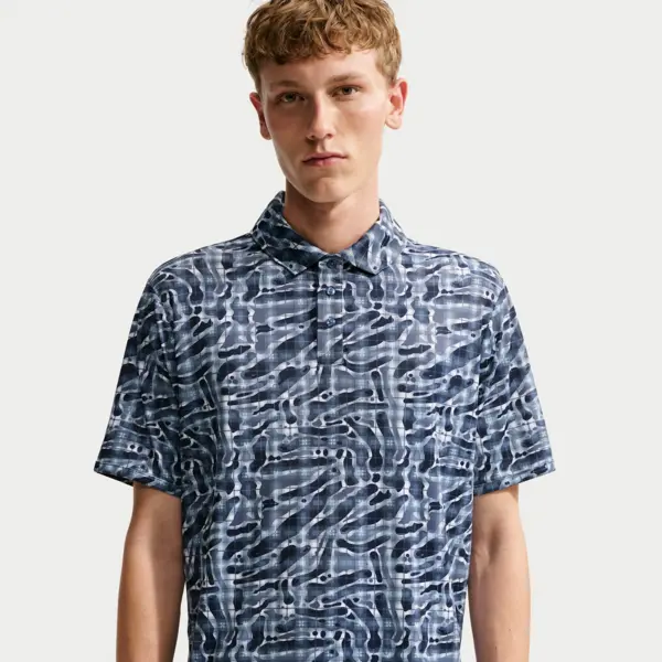 Nike Par Dri-fit Tartan Camo Print Golf Polo - Blue