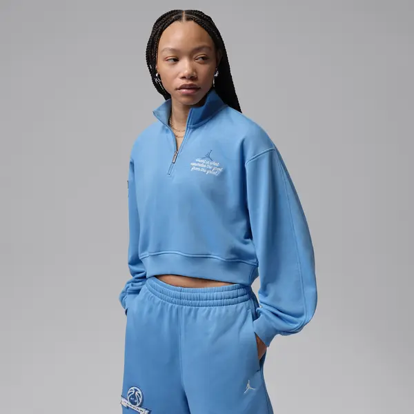 JORDAN Brooklyn Fleece Cropped 1/4-zip Top - Blue