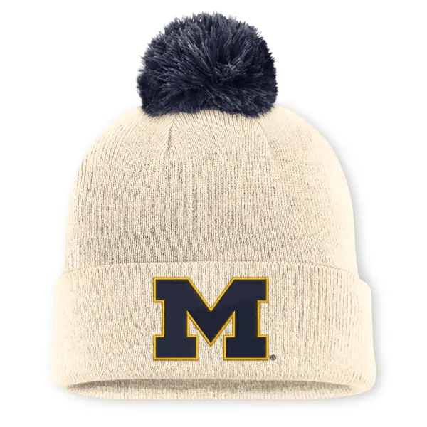 JORDAN Michigan Campus Prep Script Brand College Cuffed Pom Beanie