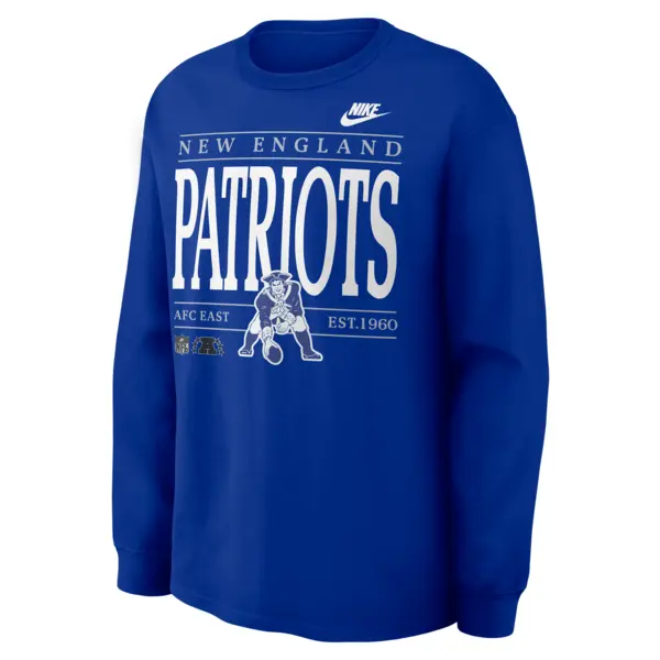 Nike New England Patriots Rewind Max90 Nfl Long-sleeve T-shirt - Blue