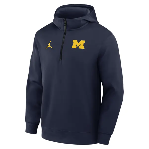 JORDAN Michigan Coaches Premium Brand Dri-fit College 1/4-zip Hoodie - Blue