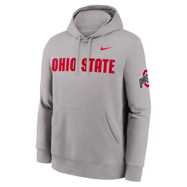 Nike Ohio State Sideline Club College Pullover Hoodie - Grey