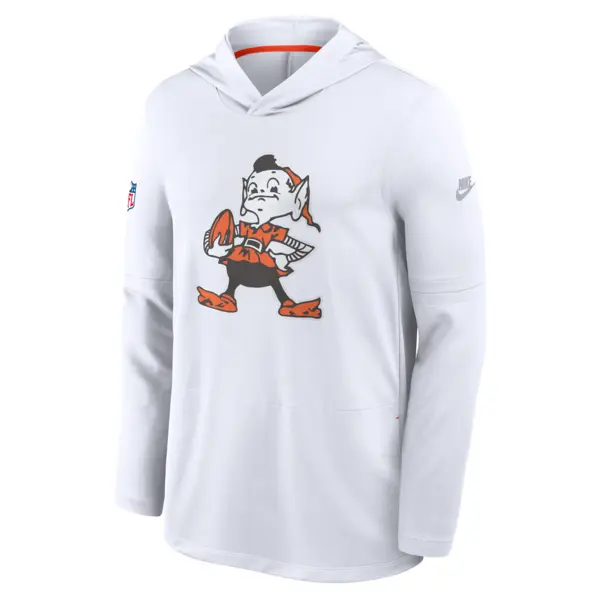 Nike Cleveland Browns Alt Dri-fit Nfl Long-sleeve Hooded Top - White
