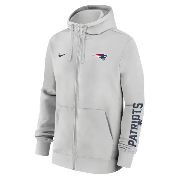 Nike New England Patriots Club Nfl Full-zip Hoodie - Grey